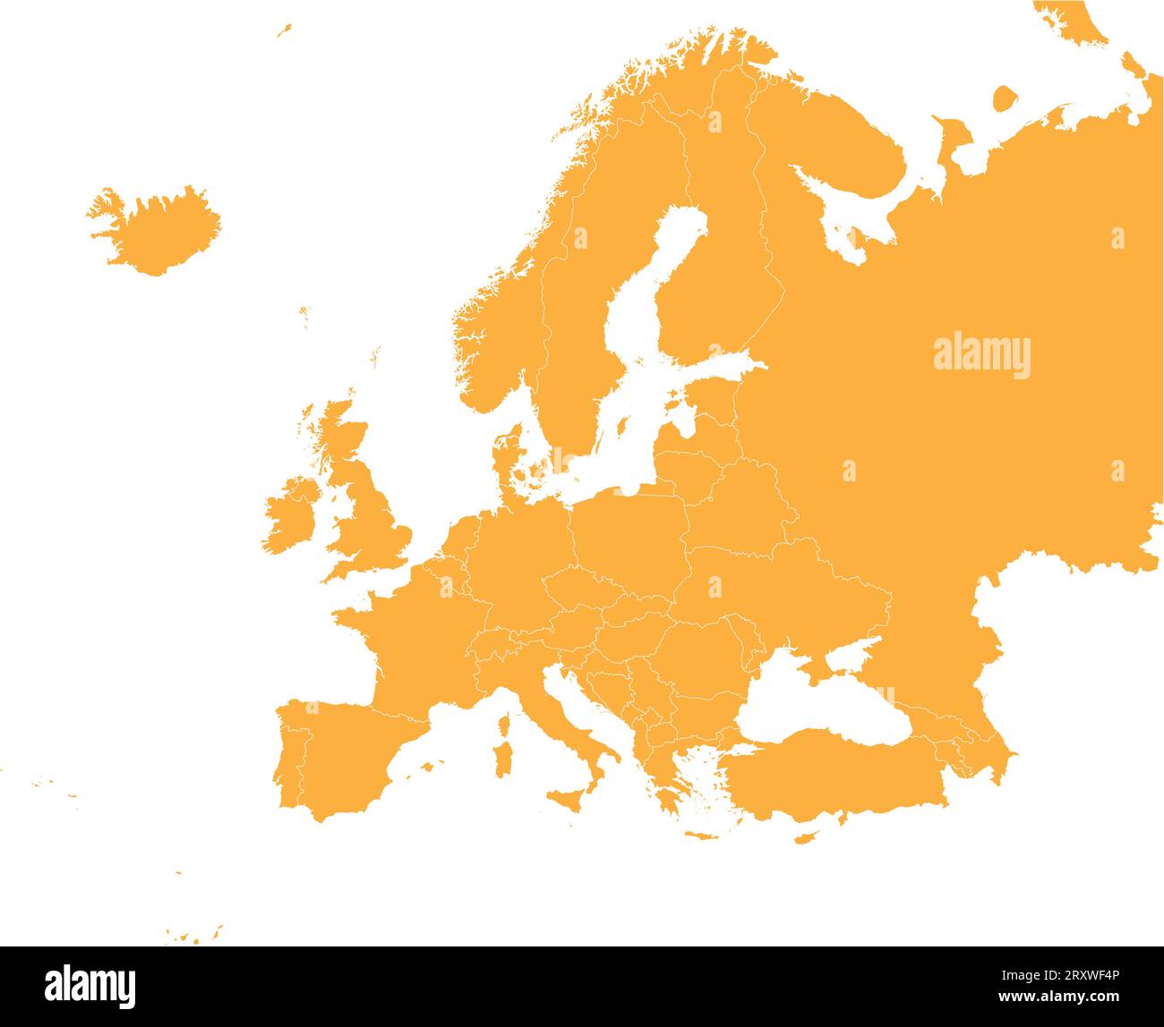 ORANGE CMYK color map of EUROPE (with country borders Stock Vector ...