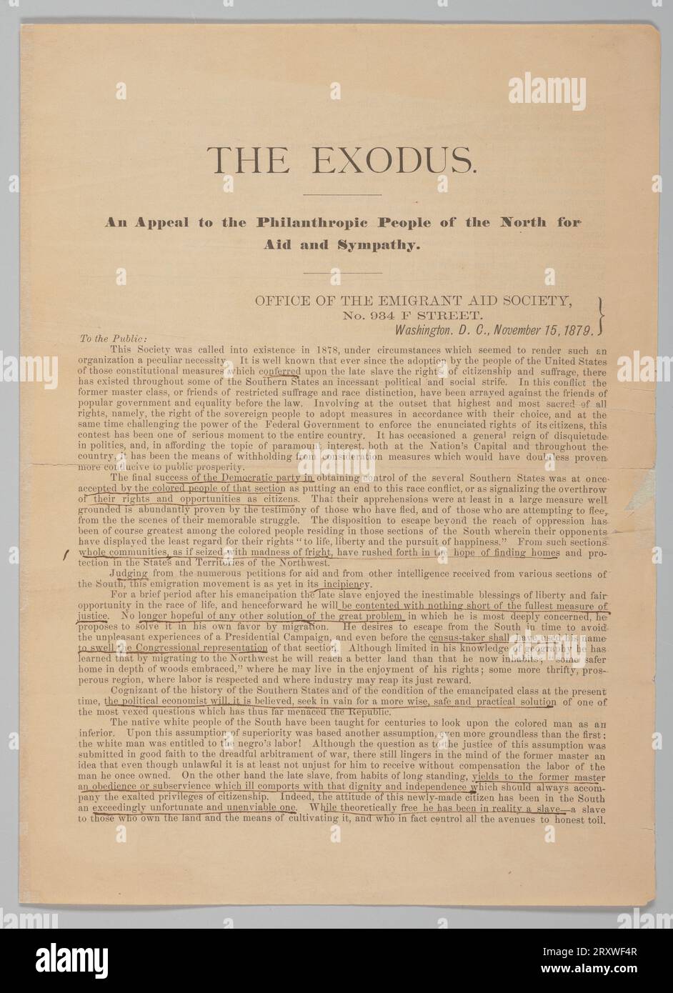 The Exodus: An Appeal to the Philanthropic People of the North for Aid ...