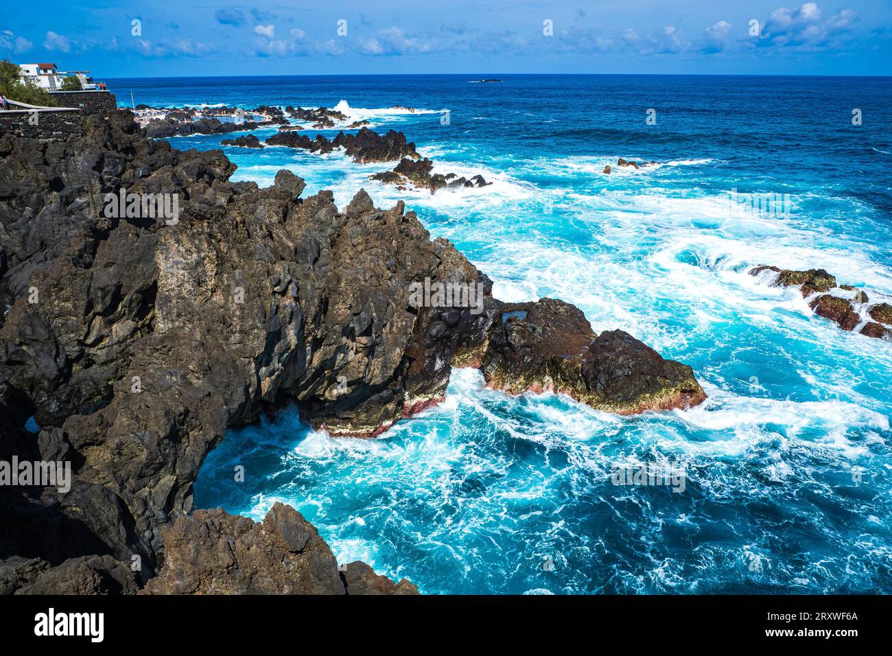 Scenic, beautiful bird's eye view of the coastal promenade and ...