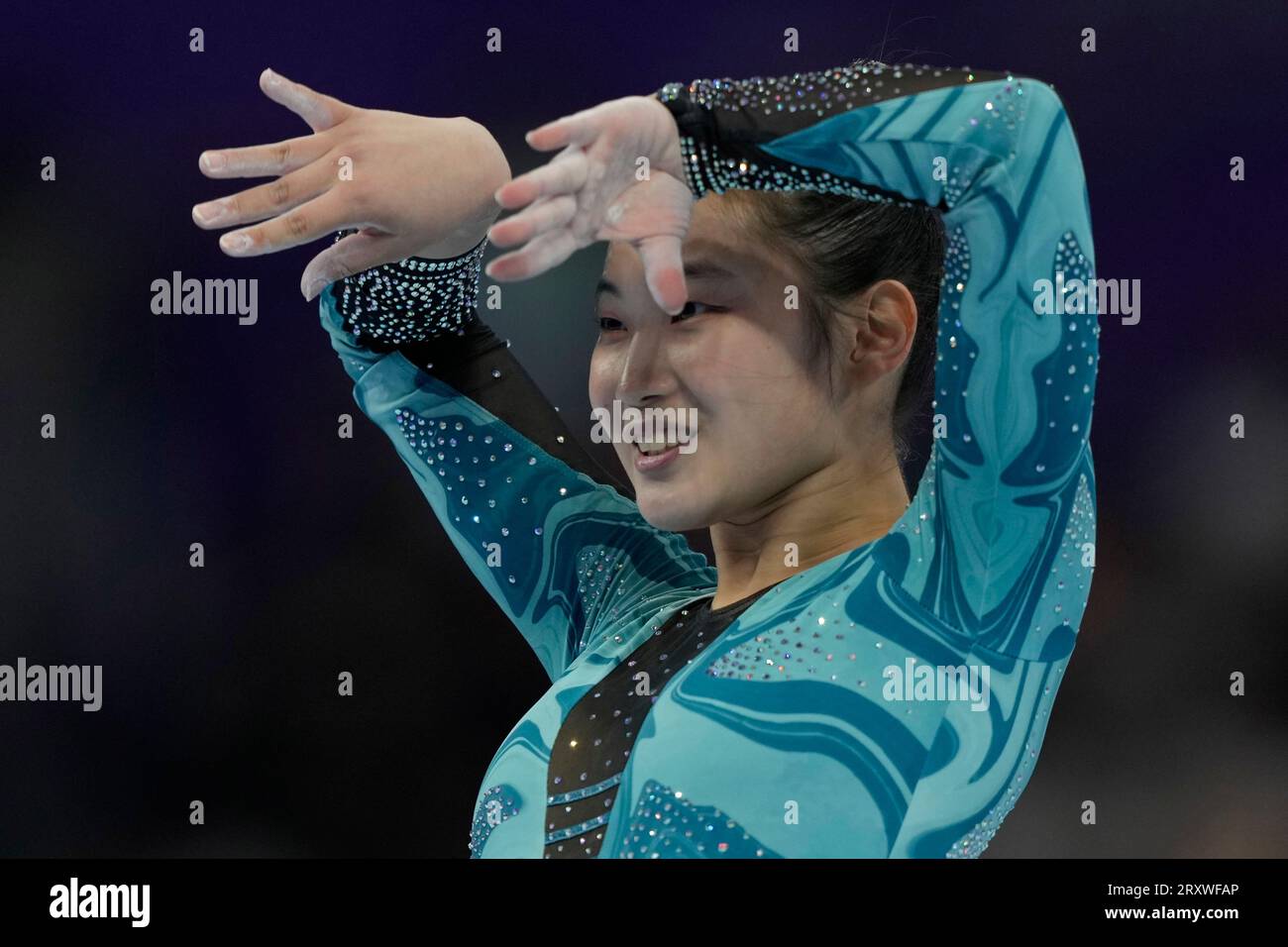 South Korea's Lim Sumin performs the floor exercise during the Artistic Gymnastics Women's All ...