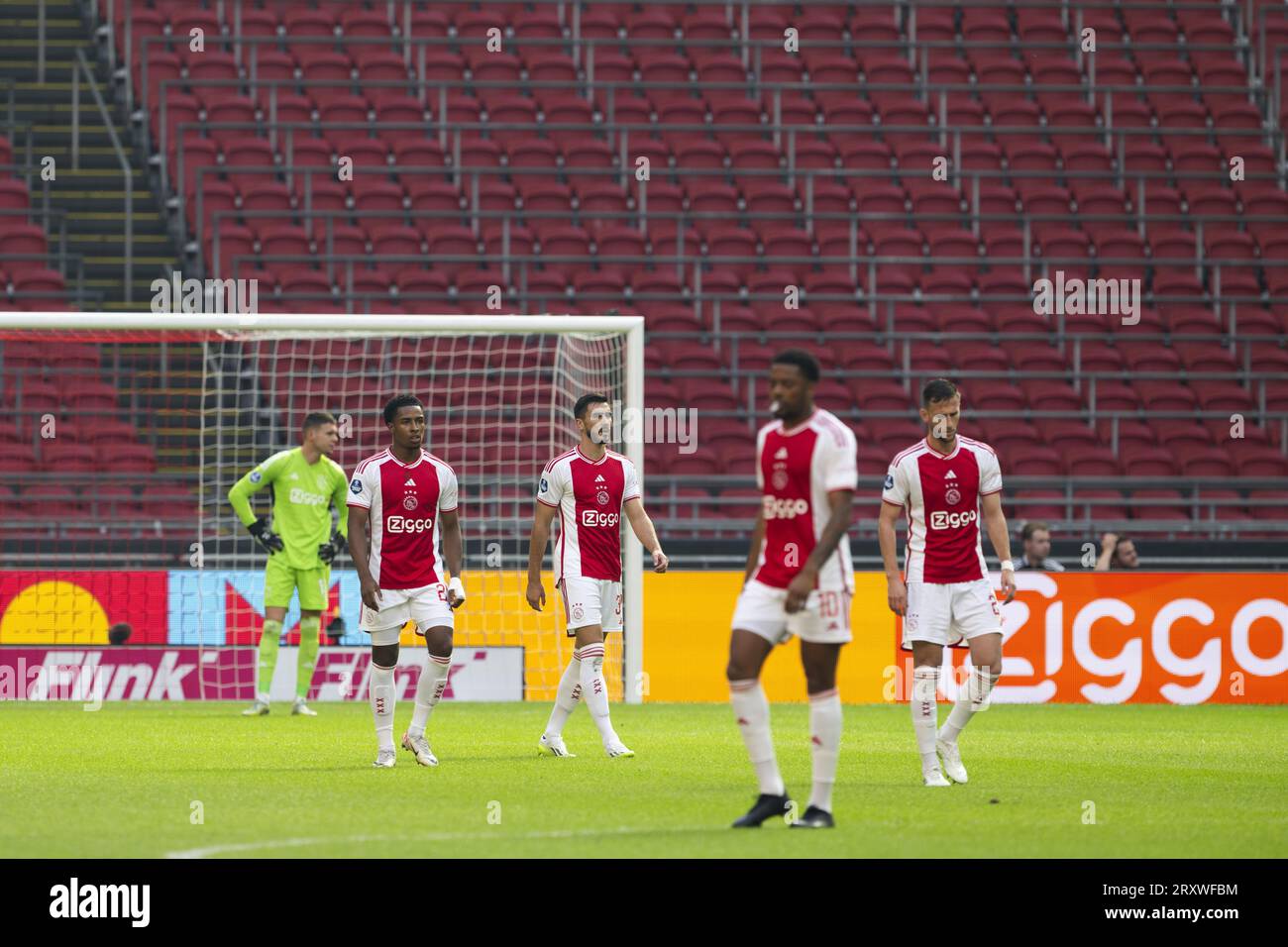 AMSTERDAM - 27/09/2023, AMSTERDAM - (l-r) Ajax goalkeeper Jay Gorter ...
