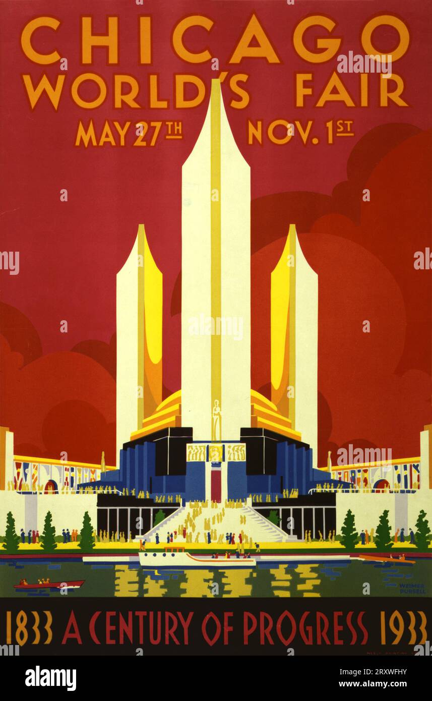 Chicago world's fair, a century of progress, expo poster, 1933 Stock ...
