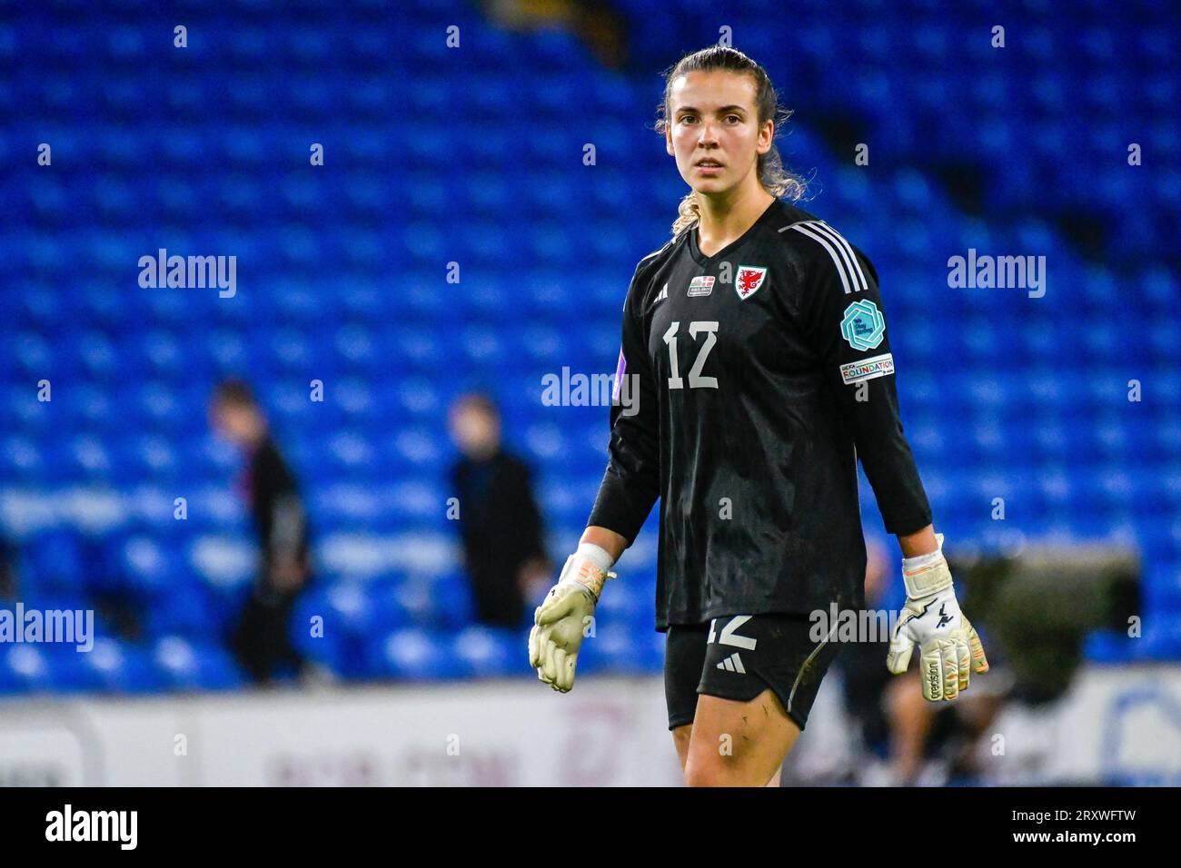 Cardiff, Wales. 26 September 2023. Goalkeeper Olivia Clark of Wales ...