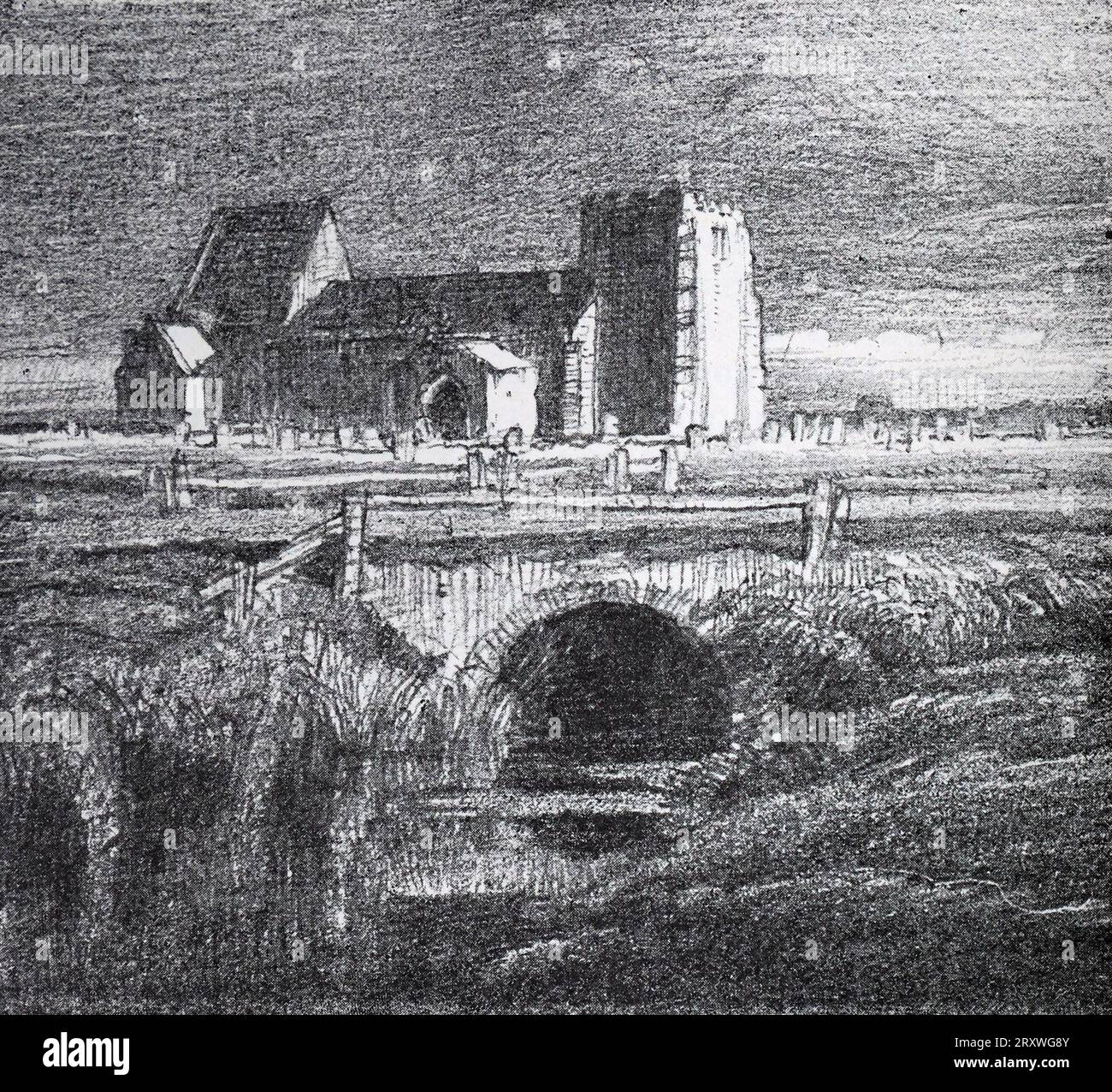 Mablethorpe Church, Lincolnshire in the 19th century. Pencil sketch by ...
