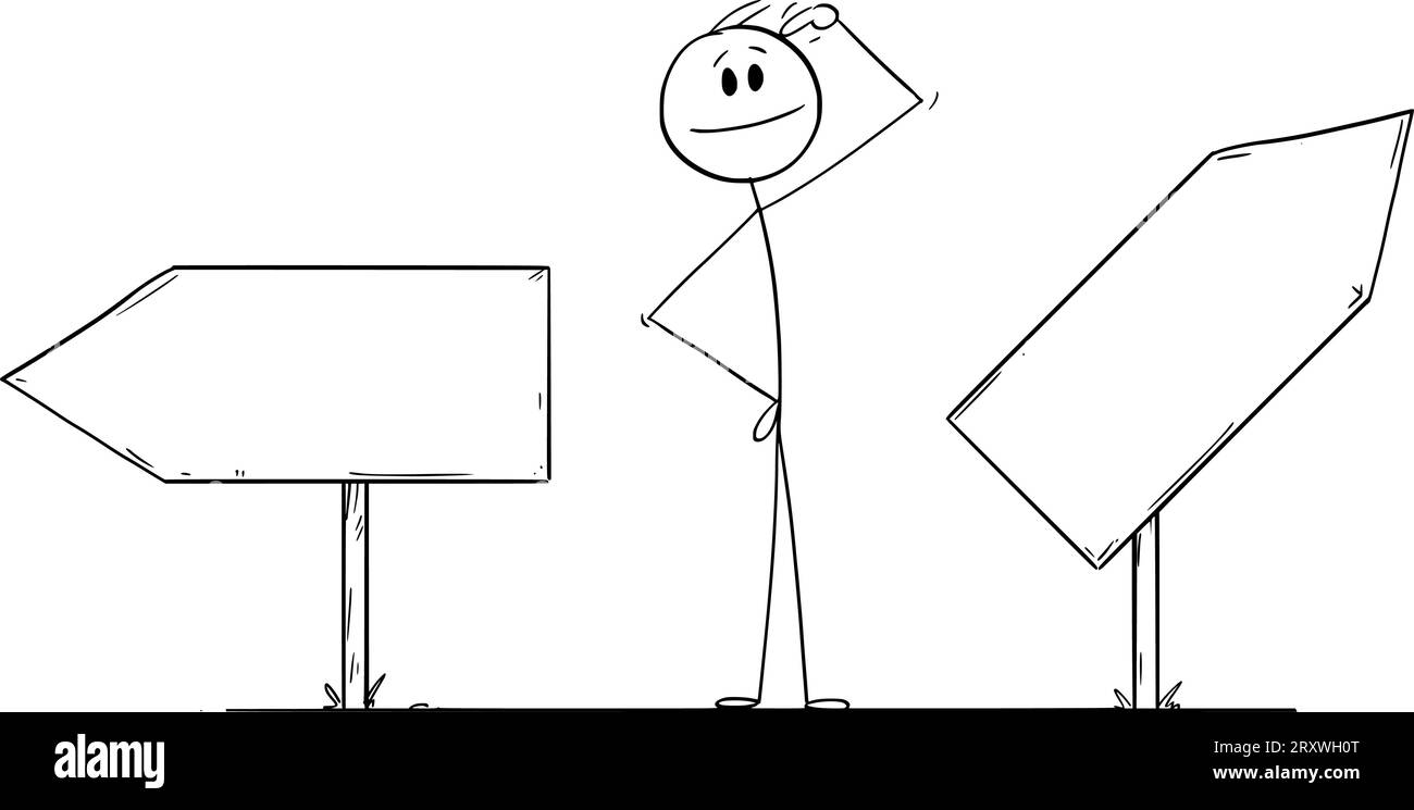 Choose Your Direction Vector Cartoon Stick Figure Illustration Stock Vector Image And Art Alamy 