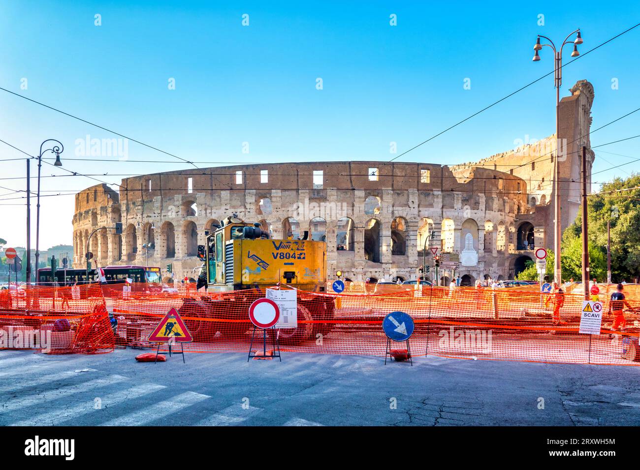 Public works in front of the Colosseum, Rome, Italy Stock Photo - Alamy