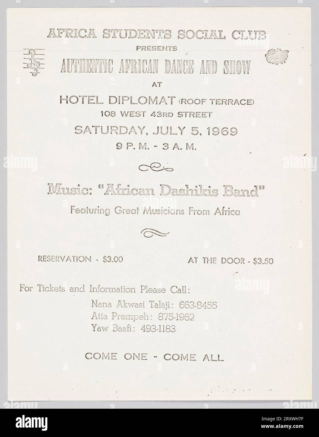 Flyer Advertising an African Dance and Show July 1969 Stock Photo - Alamy