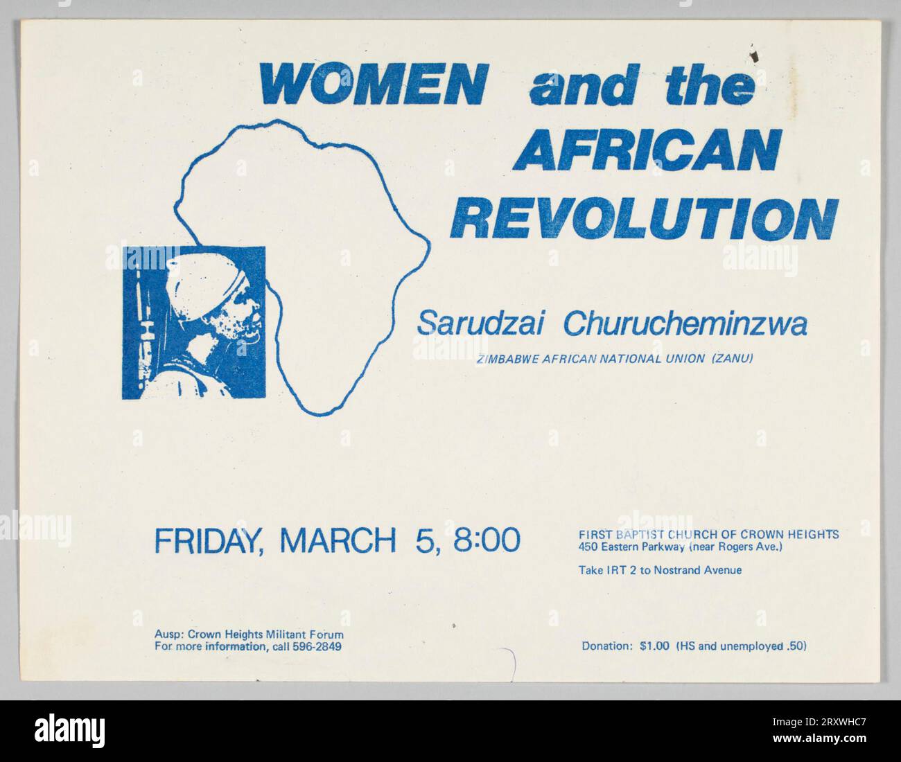 Flyer advertising "Women and the African Revolution" program March 5 ...