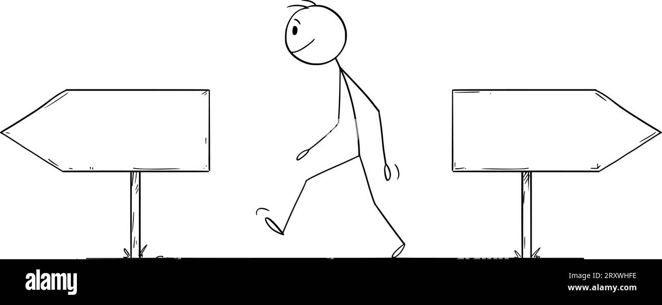Choose Your Direction, Vector Cartoon Stick Figure Illustration Stock ...
