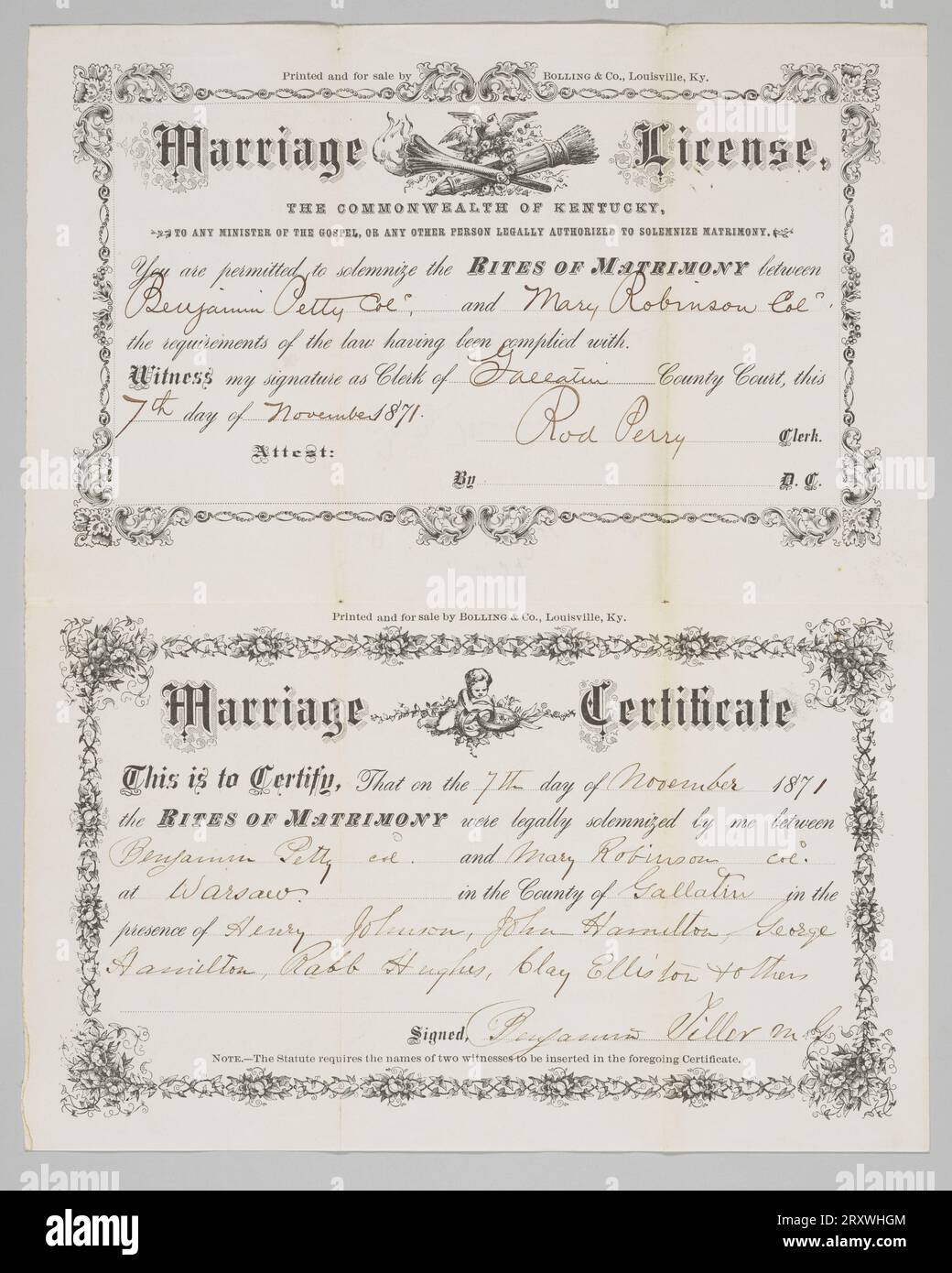 Old Marriage Certificate CERTIFICATE : PRUSSIA ORDERS, MEDALS