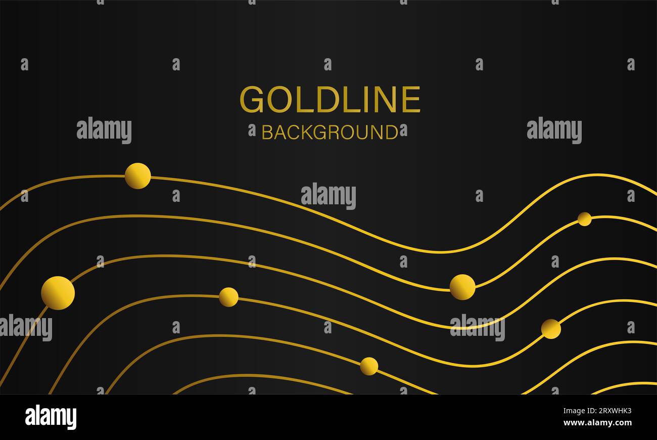 luxury abstract gold line on black background design Stock Photo - Alamy