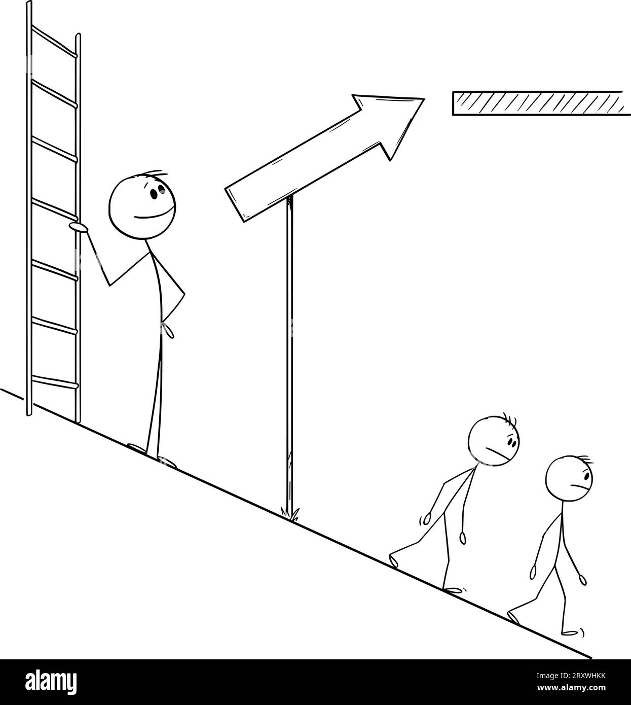 Look for Success and Be Ready, Vector Cartoon Stick Figure Illustration ...