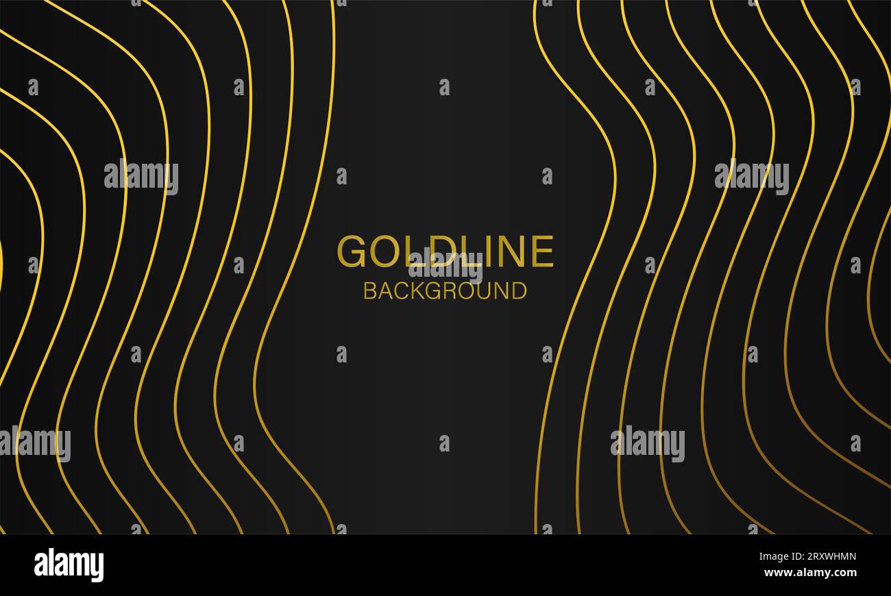 luxury abstract gold line on black background design Stock Photo - Alamy