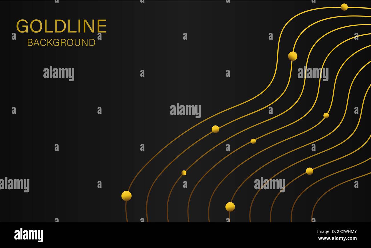 luxury abstract gold line on black background design Stock Photo - Alamy