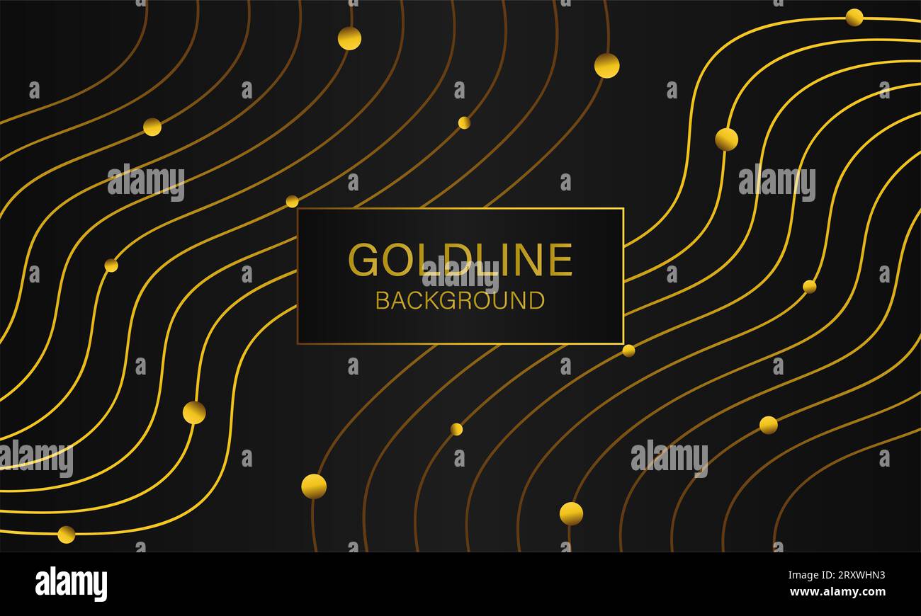 luxury abstract gold line on black background design Stock Photo - Alamy