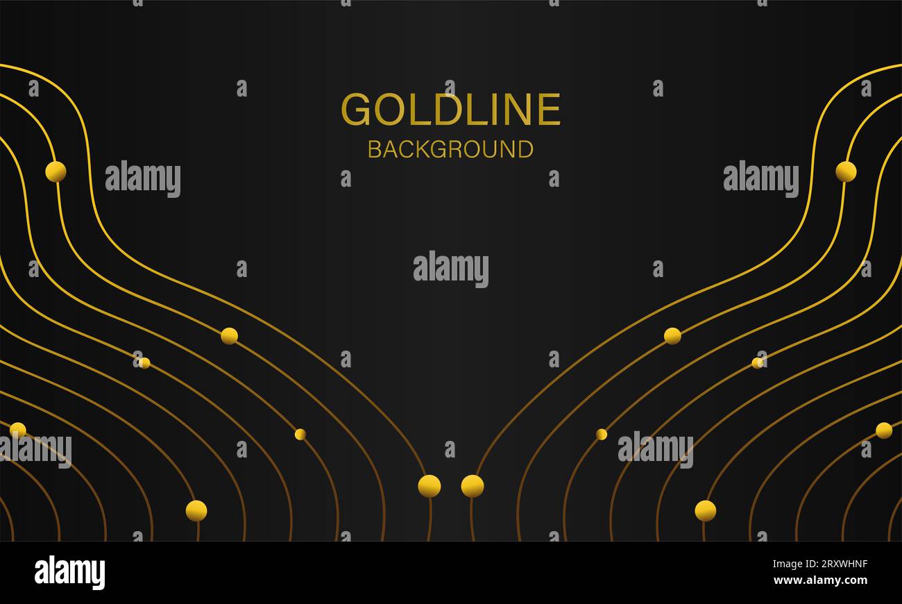 luxury abstract gold line on black background design Stock Photo - Alamy