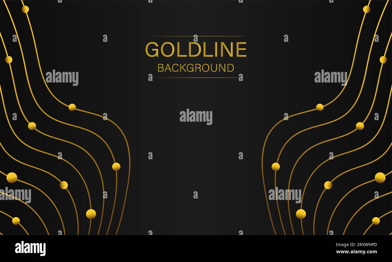 luxury abstract gold line on black background design Stock Photo - Alamy