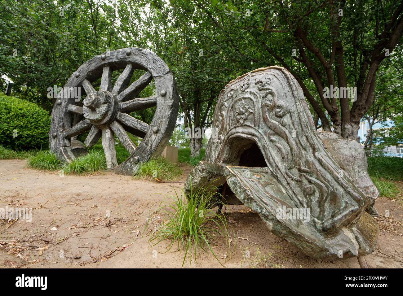 Sculptures in Yuan Dadu City Wall Ruins Park in Beijing Stock Photo - Alamy