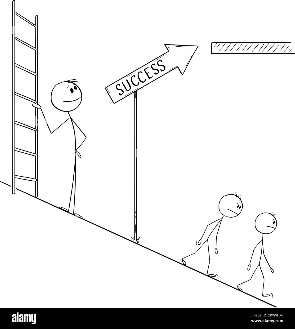 Look for Success and Be Ready, Vector Cartoon Stick Figure Illustration ...