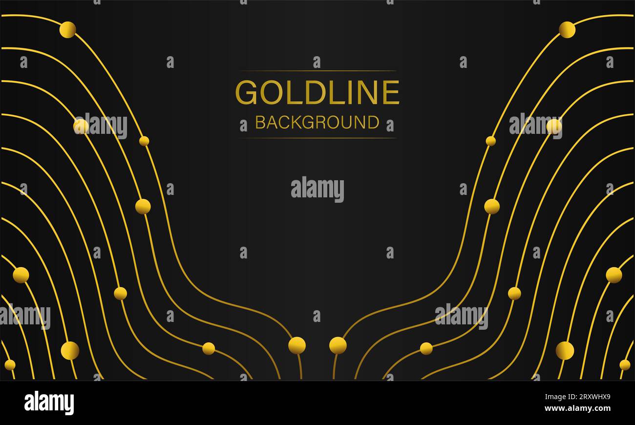luxury abstract gold line on black background design Stock Photo - Alamy