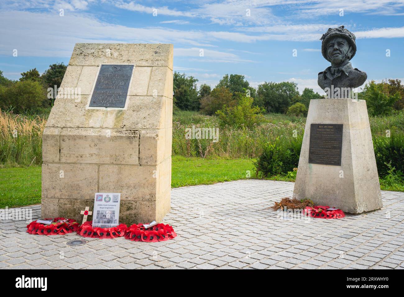 Statue and memorial for Major John Howard, close to the Pegasus Bridge ...