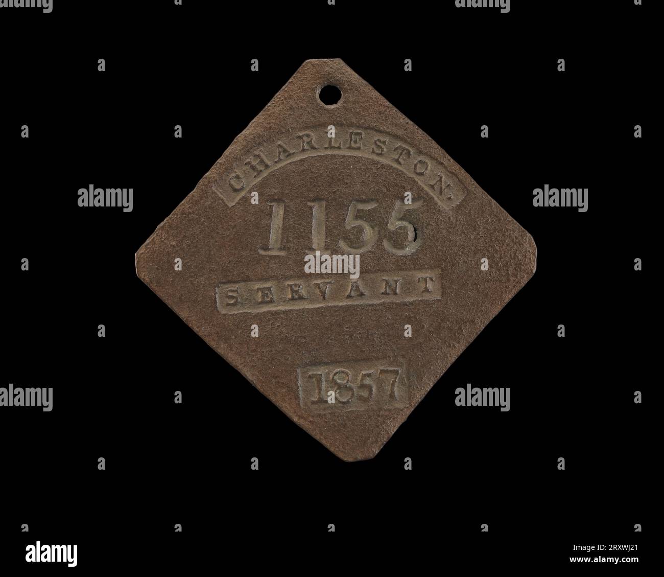 Charleston slave badge from 1857 for Servant No. 1155 1857 Stock Photo ...