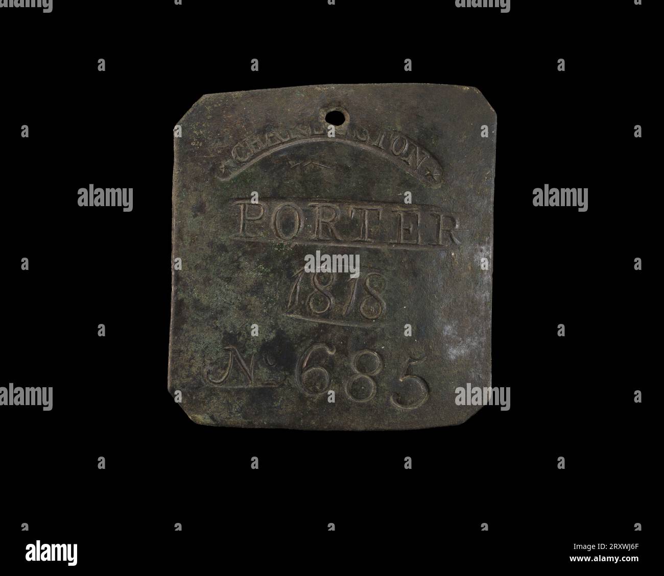 Charleston slave badge from 1818 for Porter No. 685 1818 Stock Photo ...