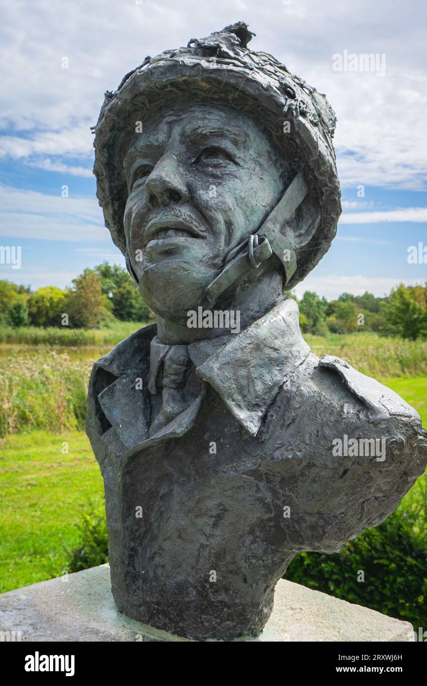 Statue and memorial for Major John Howard, close to the Pegasus Bridge ...