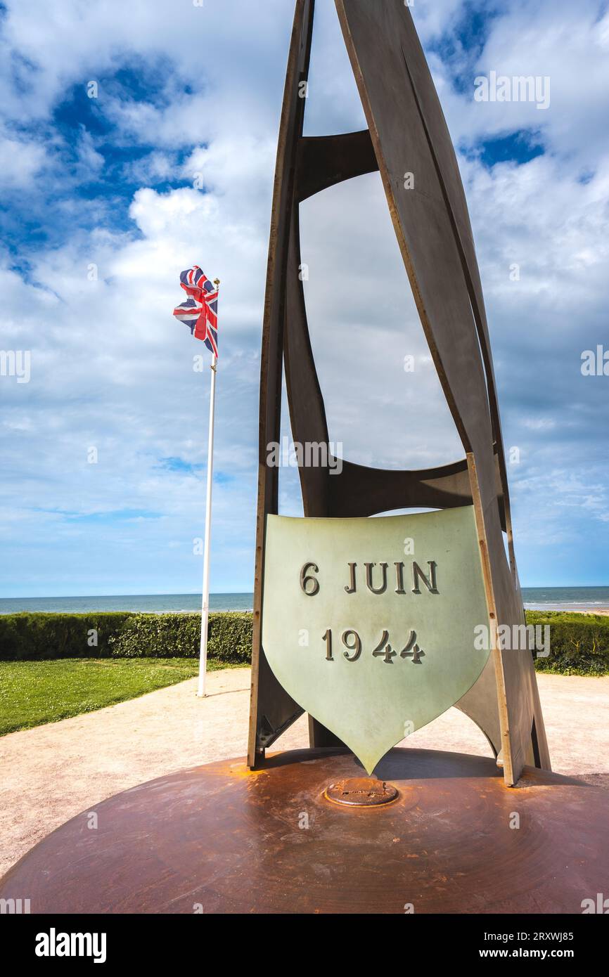 War monument at Sword Beach, Normandy, France. August 15 2023 Stock ...