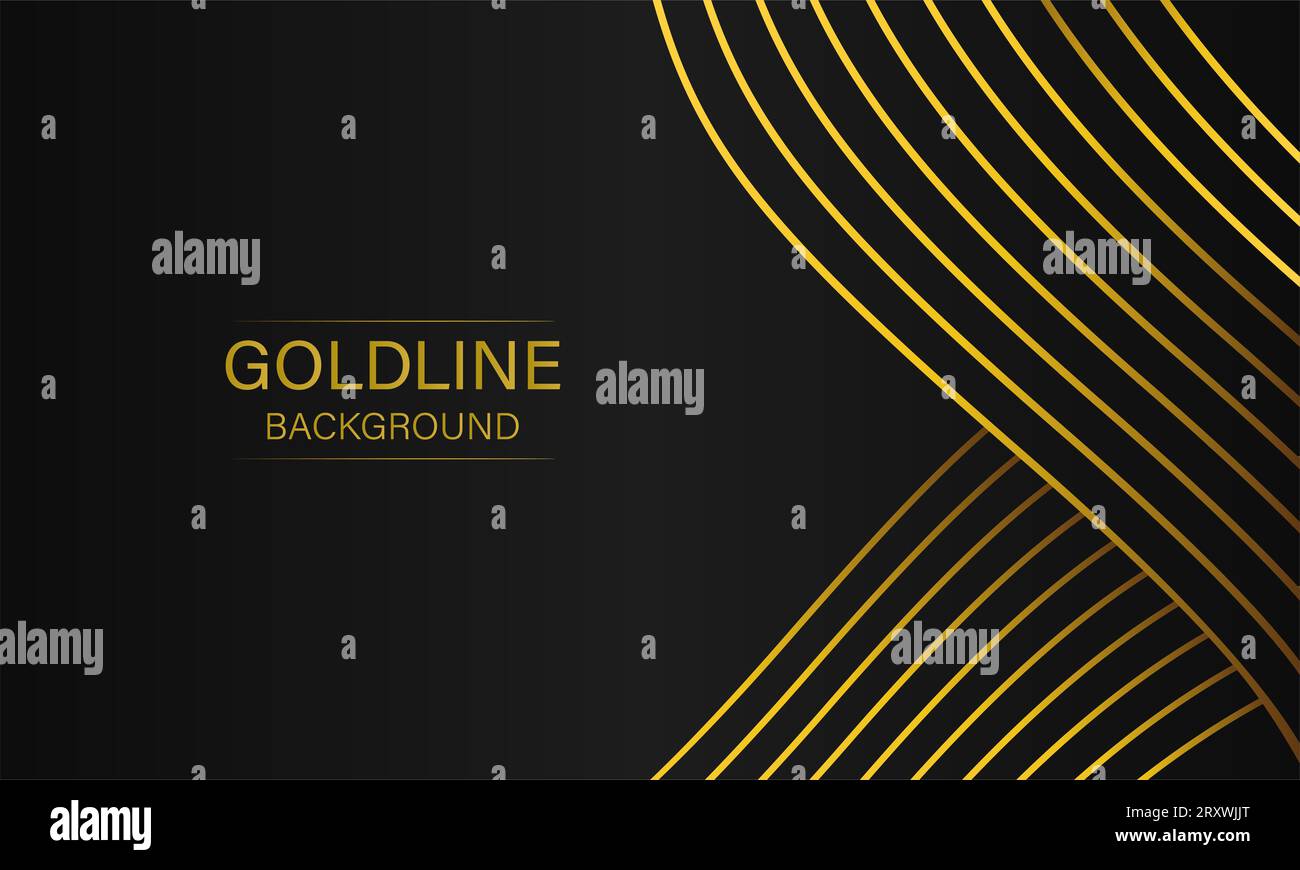 luxury abstract gold line on black background design Stock Photo - Alamy