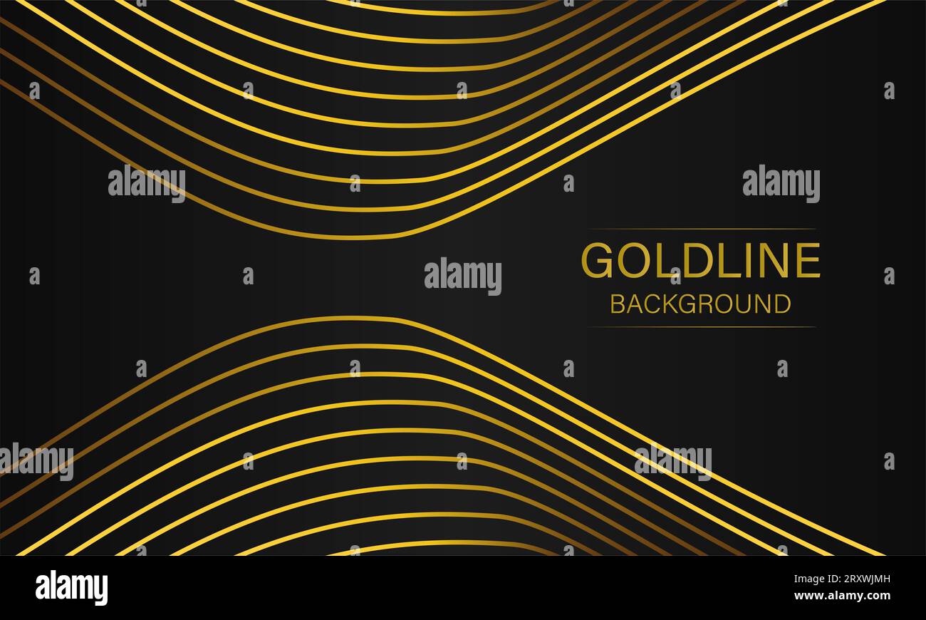 luxury abstract gold line on black background design Stock Photo - Alamy