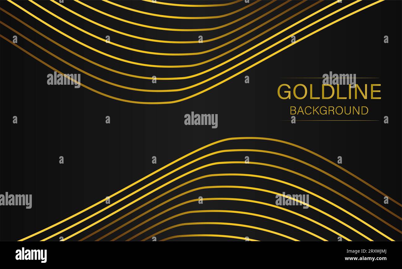 luxury abstract gold line on black background design Stock Photo - Alamy