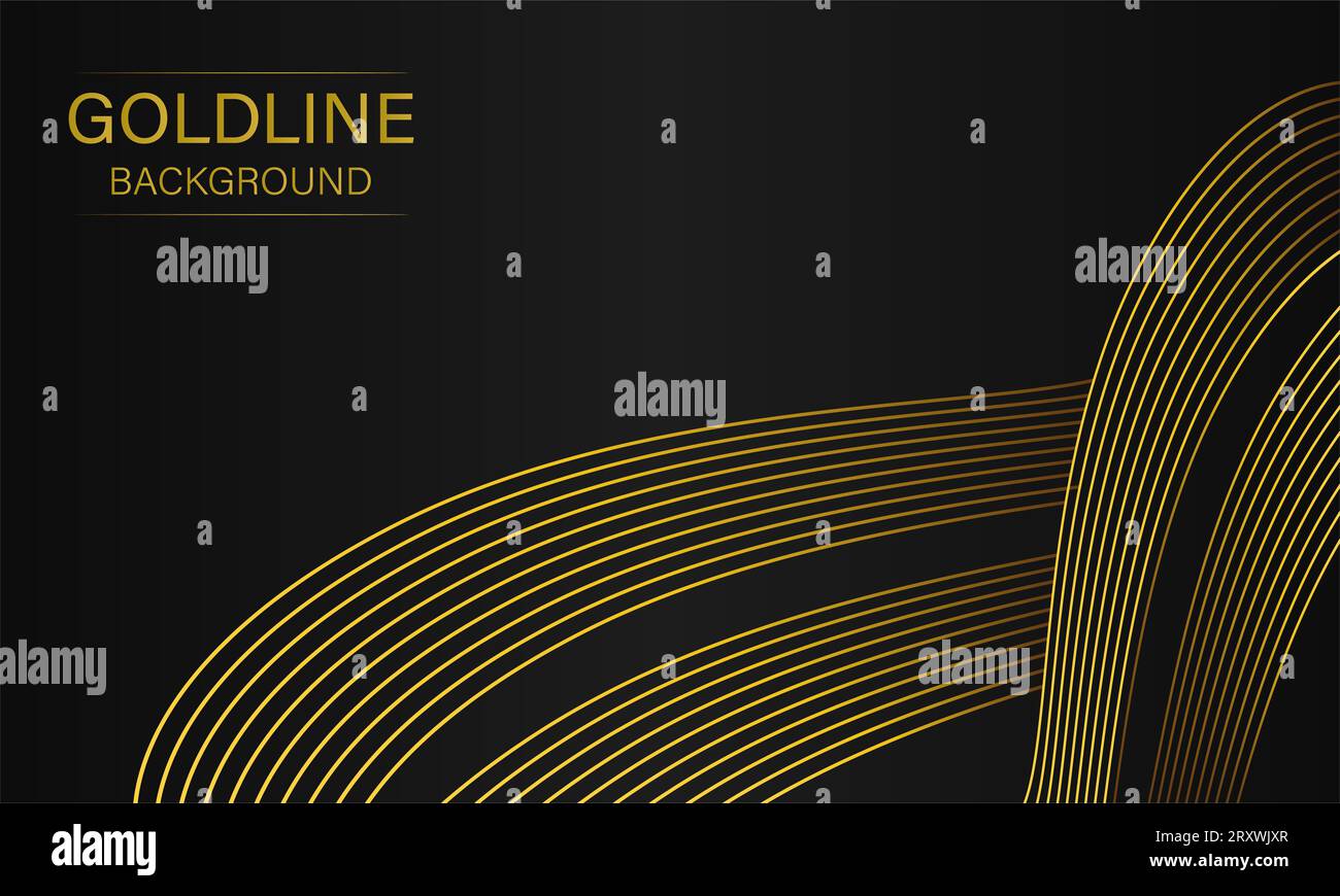 luxury abstract gold line on black background design Stock Photo - Alamy
