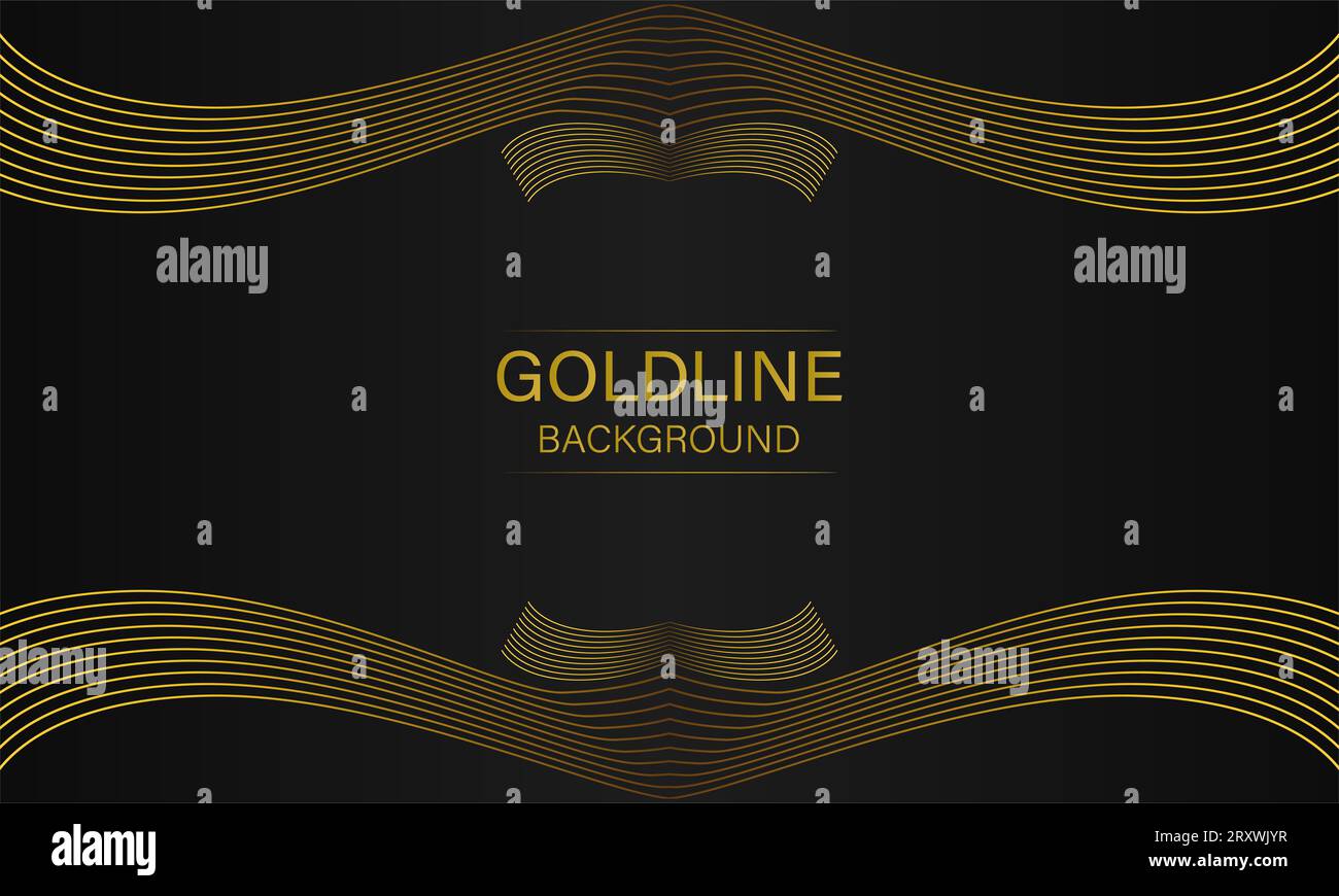luxury abstract gold line on black background design Stock Photo - Alamy