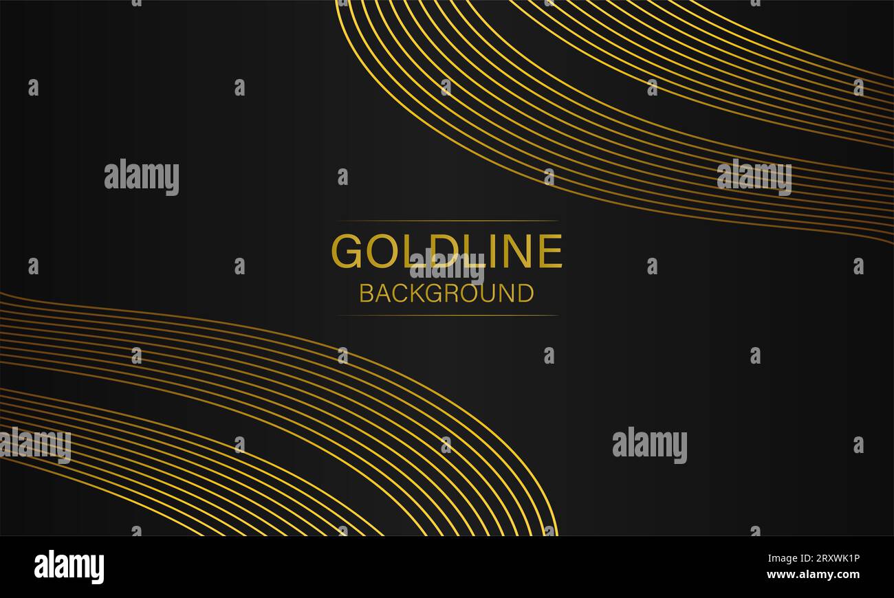 luxury abstract gold line on black background design Stock Photo - Alamy
