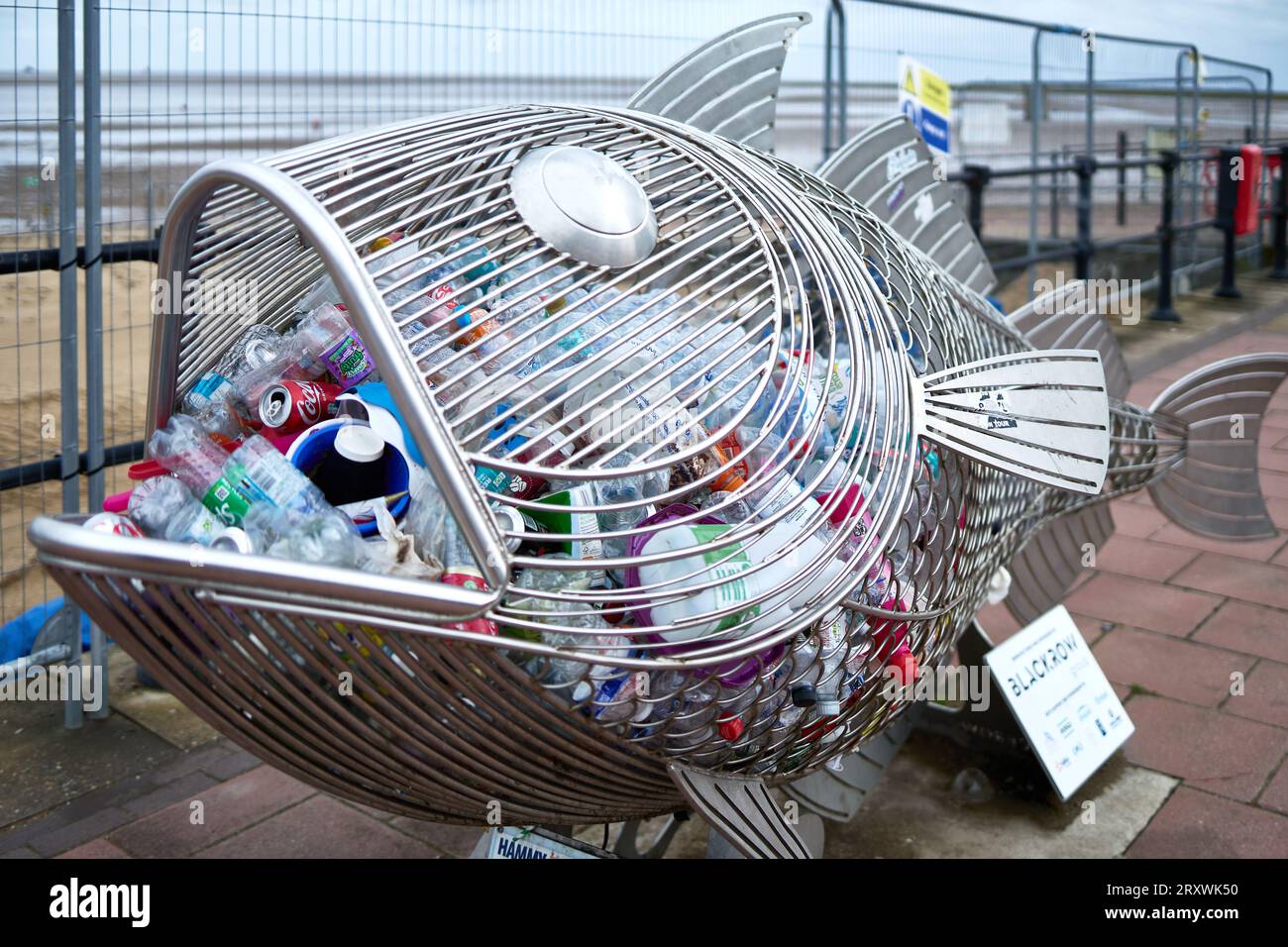 Cleethorpes, Lincolnshire, UK, September 20. Contemporary recycling bin ...