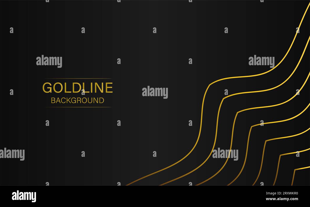 luxury abstract gold line on black background design Stock Photo - Alamy