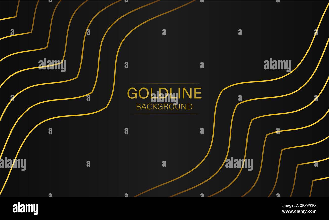 luxury abstract gold line on black background design Stock Photo - Alamy