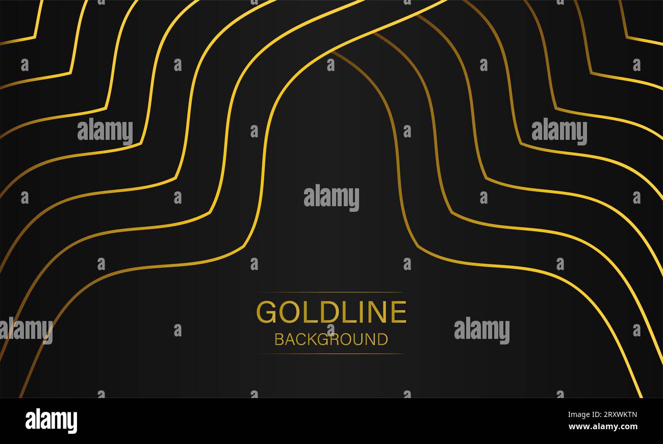 luxury abstract gold line on black background design Stock Photo - Alamy
