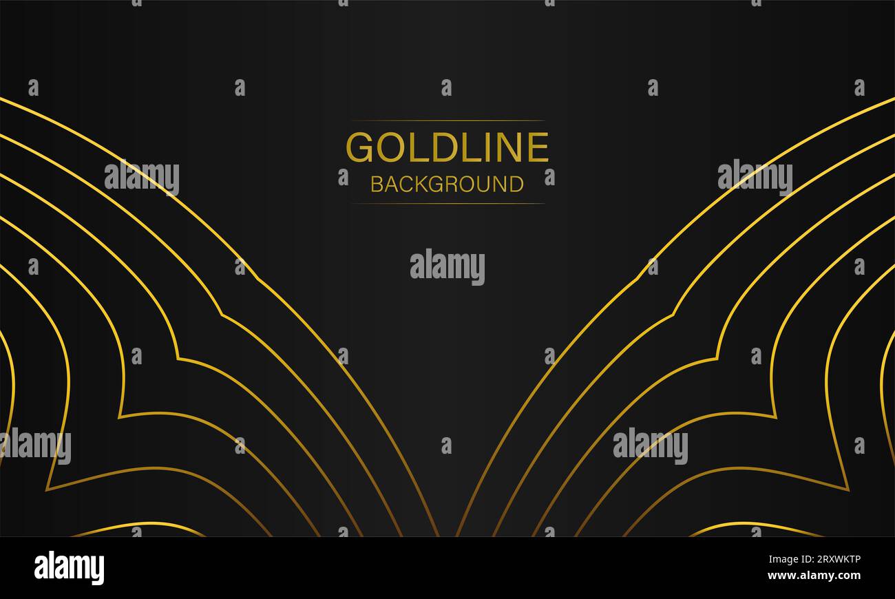 luxury abstract gold line on black background design Stock Photo - Alamy