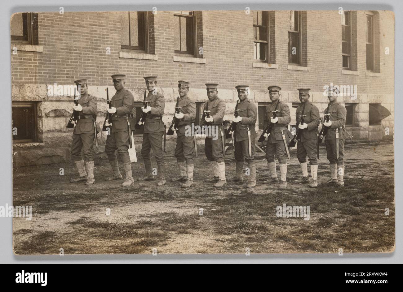 Photographic postcard of soldiers of L Company, 25th Infantry 1914-1915 ...