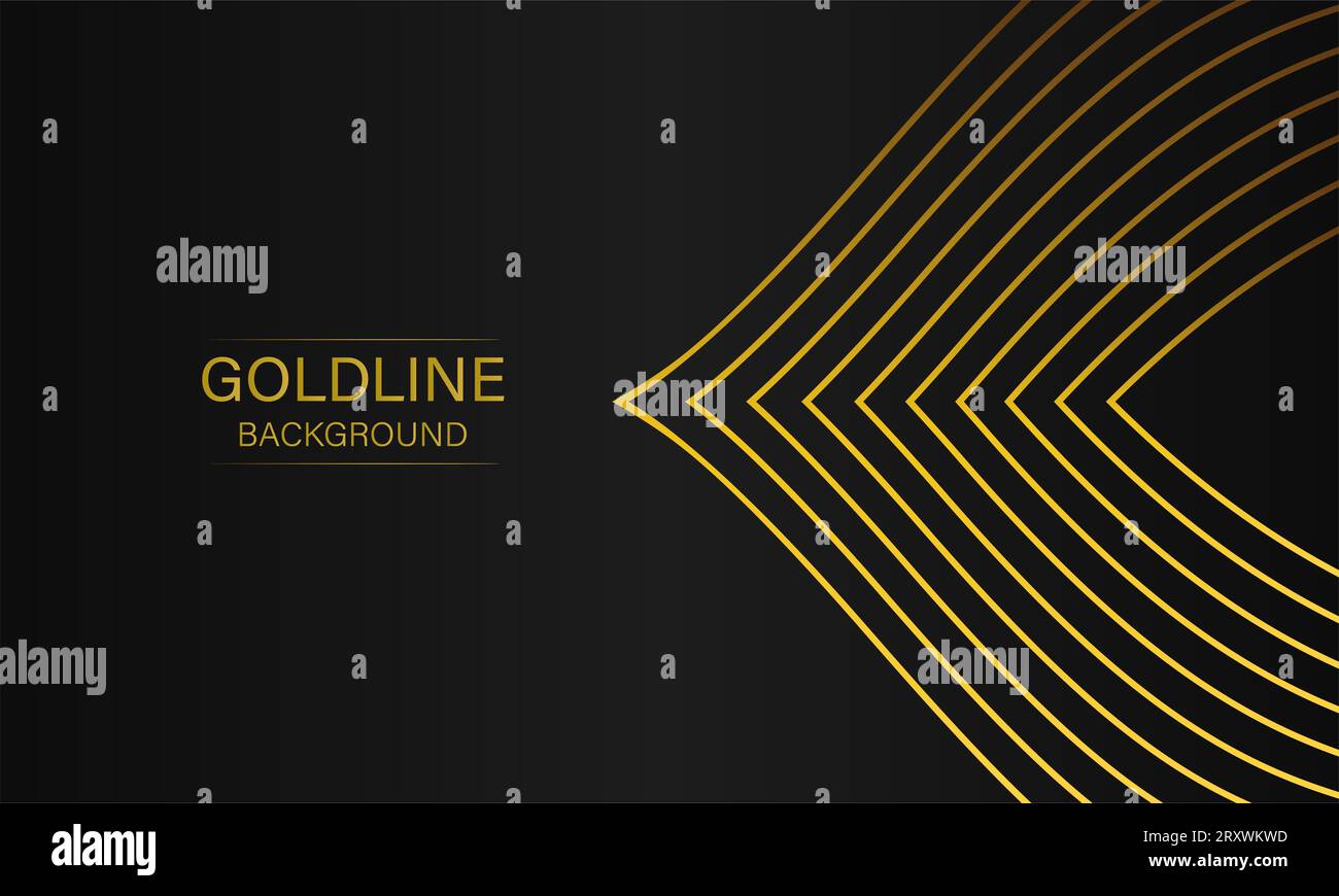 luxury abstract gold line on black background design Stock Photo - Alamy