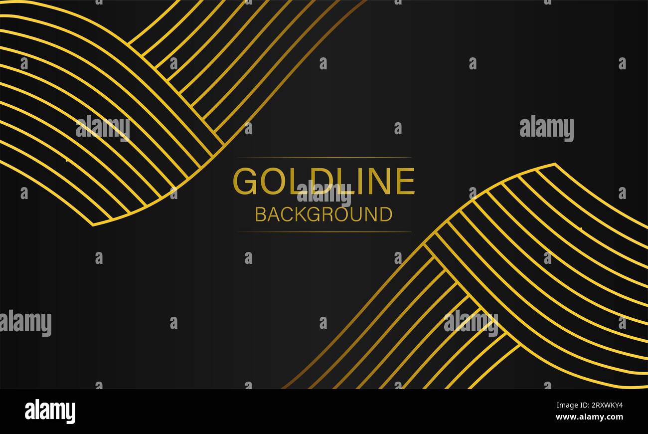 luxury abstract gold line on black background design Stock Photo - Alamy