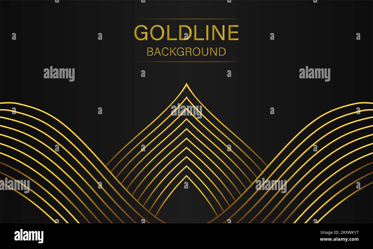 luxury abstract gold line on black background design Stock Photo - Alamy