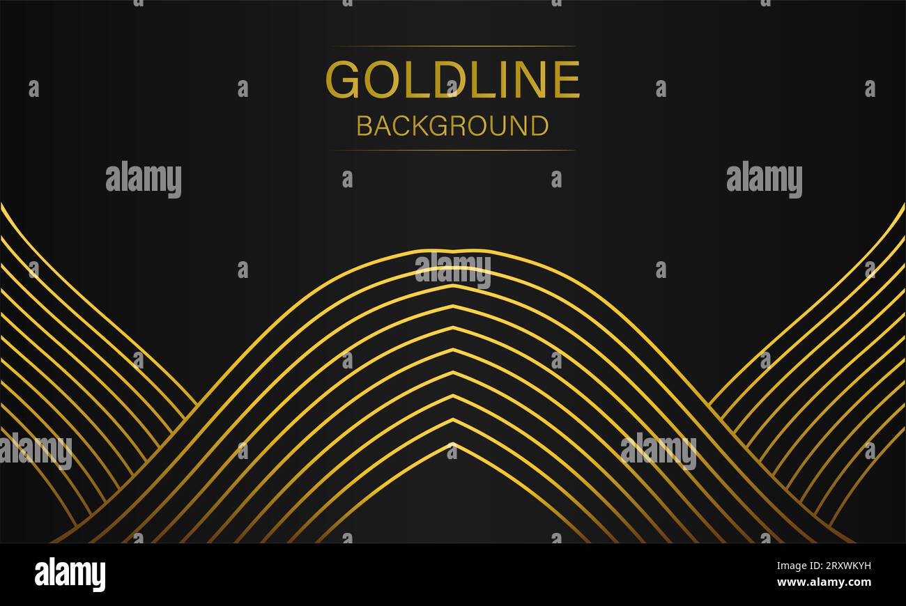 luxury abstract gold line on black background design Stock Photo - Alamy