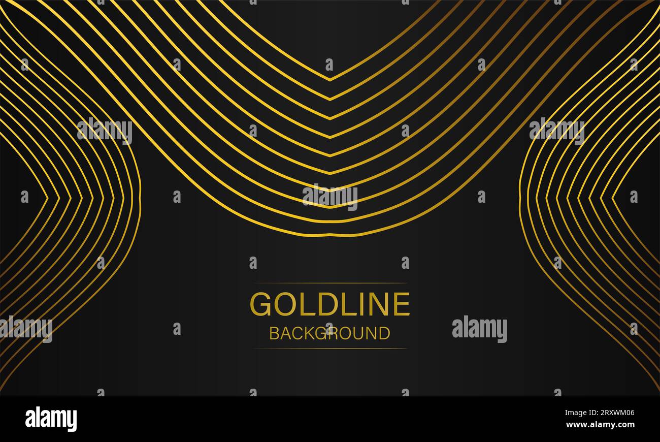 luxury abstract gold line on black background design Stock Photo - Alamy