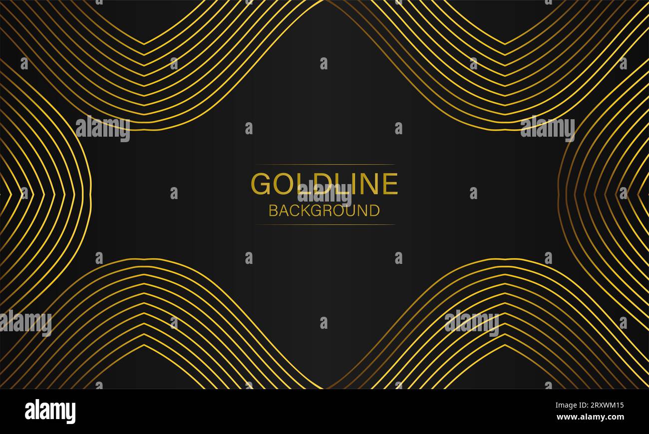 luxury abstract gold line on black background design Stock Photo - Alamy
