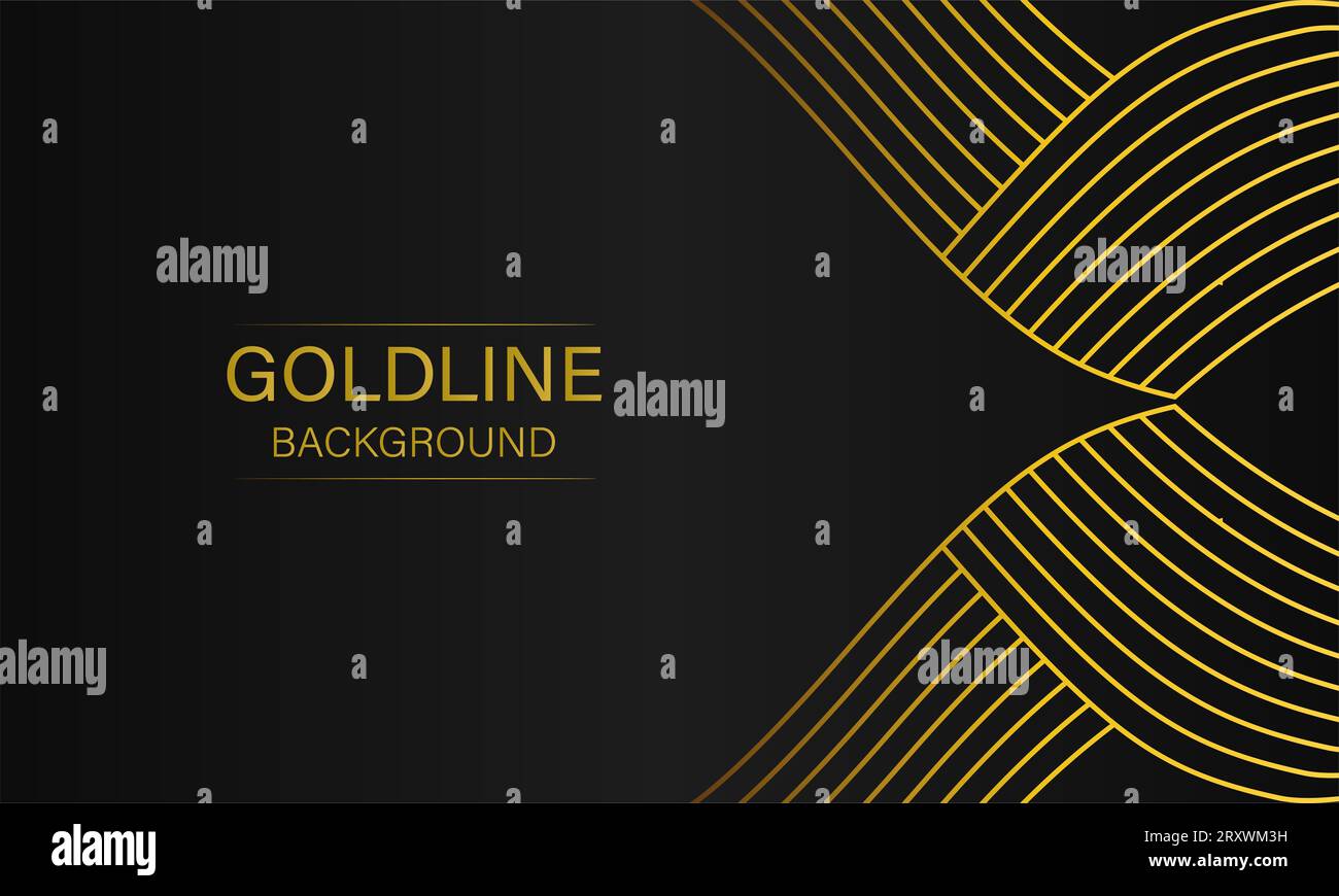 luxury abstract gold line on black background design Stock Photo - Alamy