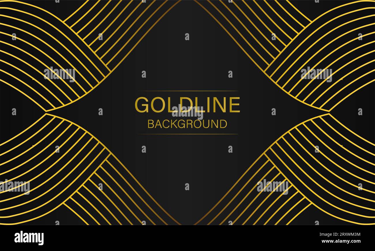 luxury abstract gold line on black background design Stock Photo - Alamy
