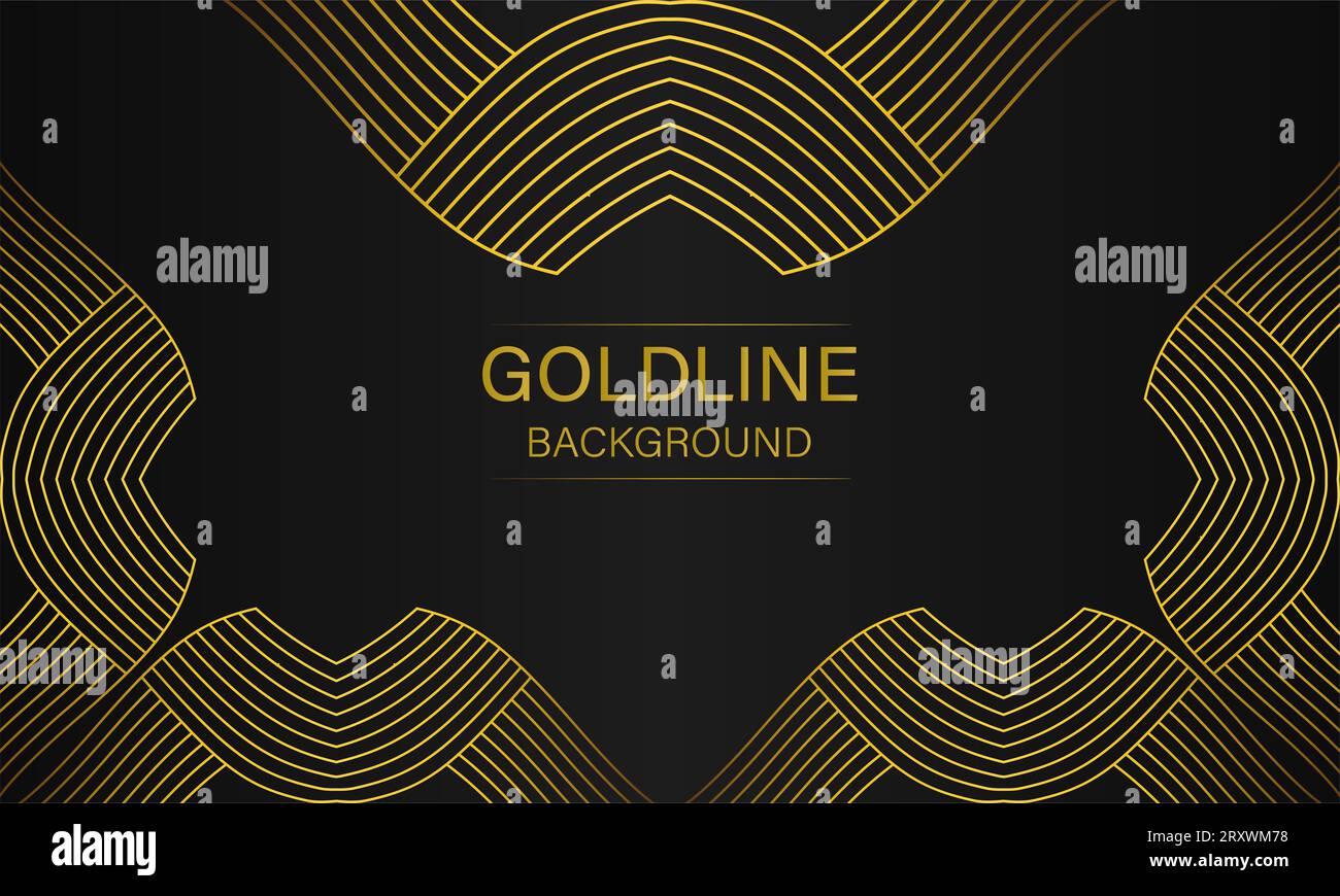 luxury abstract gold line on black background design Stock Photo - Alamy